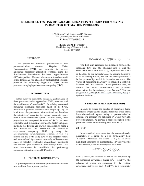 Pdf Numerical Testing Of Parameterization Schemes For Solving