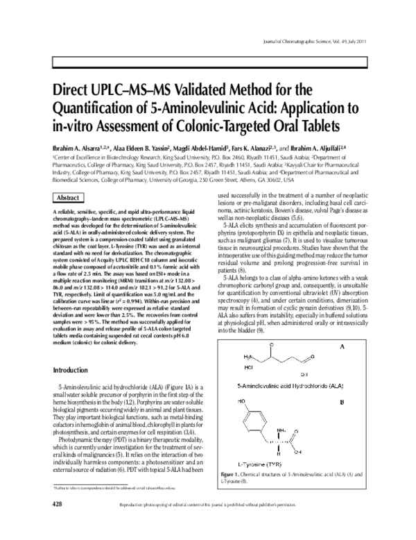 Pdf Direct Uplc Ms Ms Validated Method For The Quantification Of 5