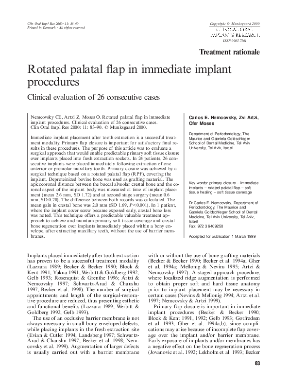 (PDF) Rotated Split Palatal Flap for Soft Tissue Primary Coverage Over ...