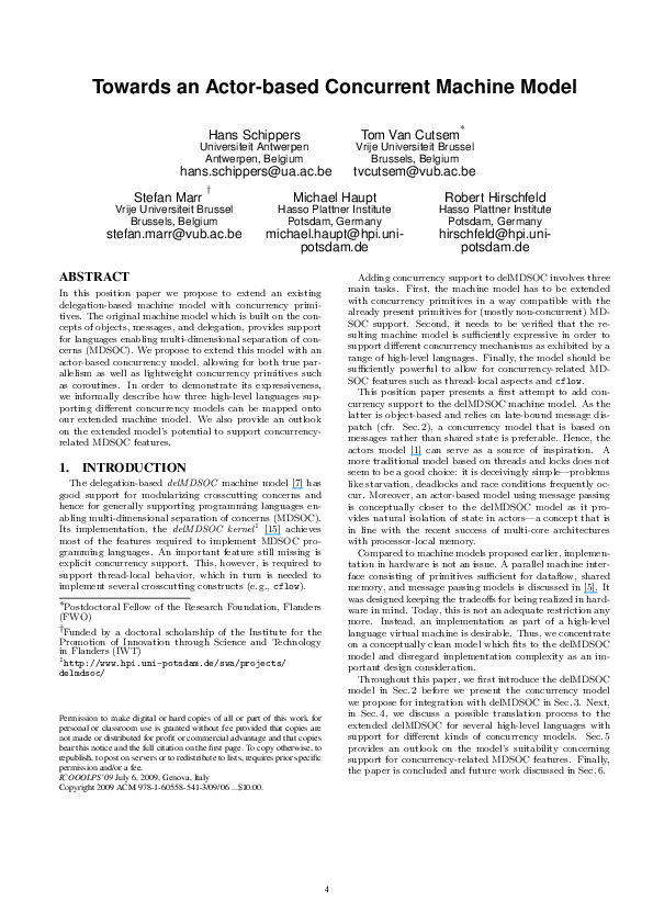 (PDF) Towards an actor-based concurrent machine model