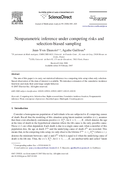 (PDF) Nonparametric inference under competing risks and selection ...