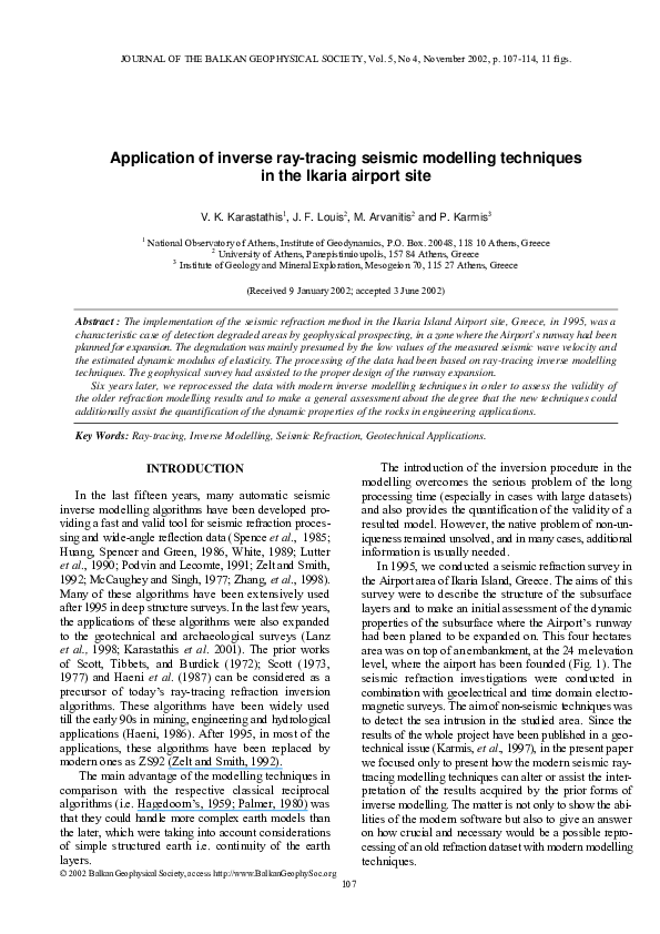 (PDF) Application of inverse ray-tracing seismic modelling techniques in the Ikaria airport site