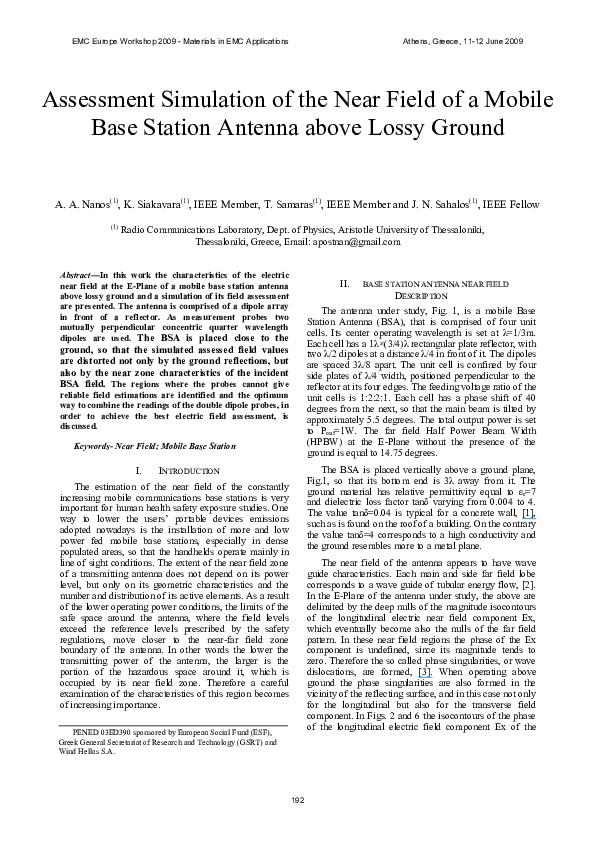 (PDF) Assessment simulation of the near field of a mobile base station ...