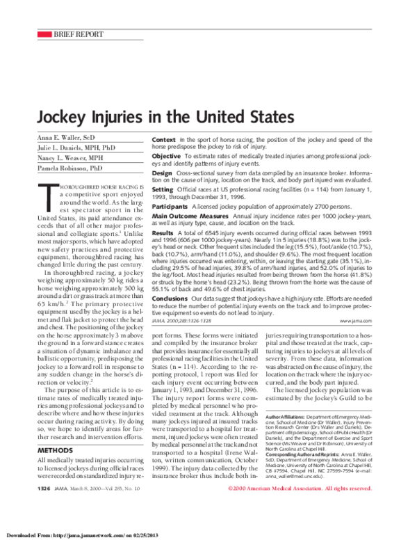 (PDF) Jockey injuries in the united states
