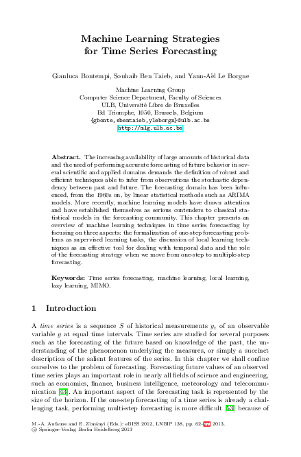 (PDF) Machine Learning Strategies for Time Series Forecasting