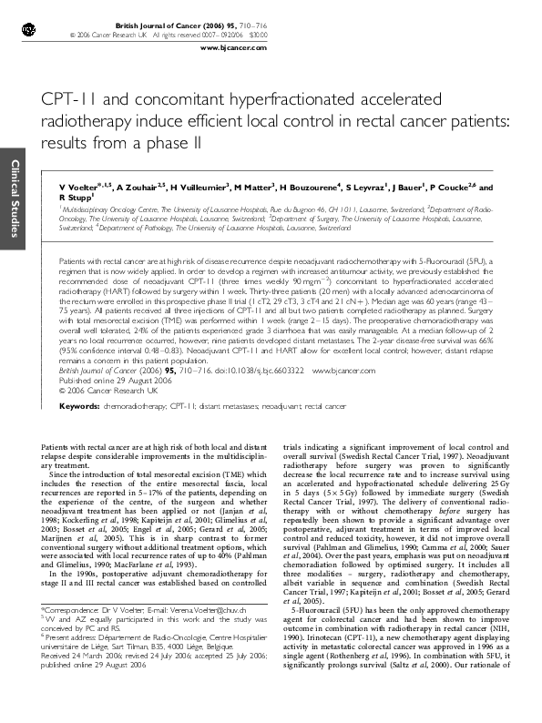 (PDF) CPT-11 and concomitant hyperfractionated accelerated radiotherapy induce efficient local ...