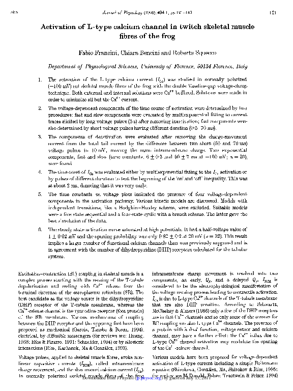 (PDF) Activation of L-type calcium channel in twitch skeletal muscle ...