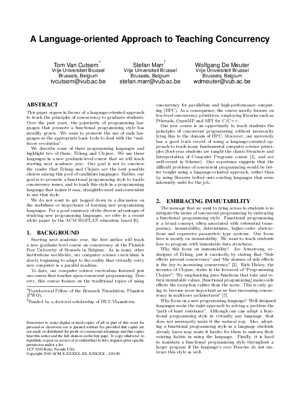 A language-oriented approach to teaching concurrency