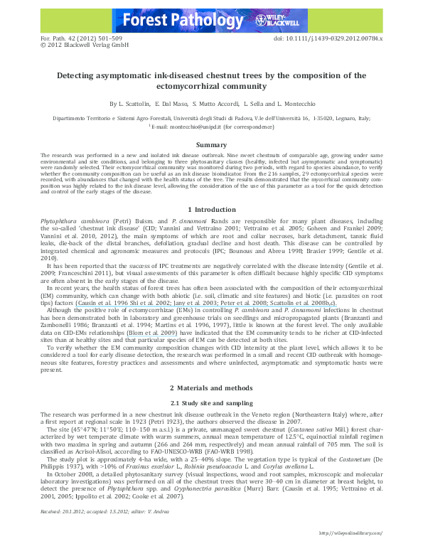 (PDF) Detecting asymptomatic ink-diseased chestnut trees by the ...