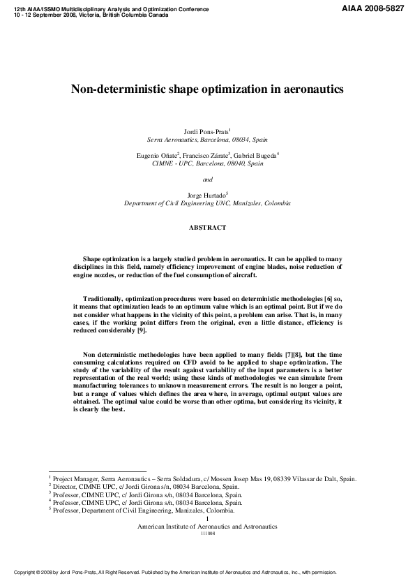 (PDF) Non-Deterministic Shape Optimization in Aeronautics