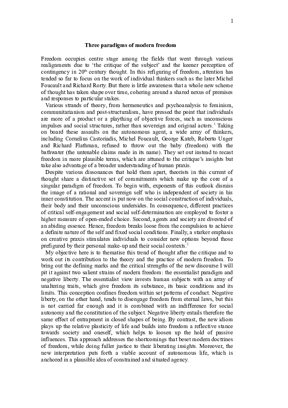 (DOC) Three Paradigms of Modern Freedom