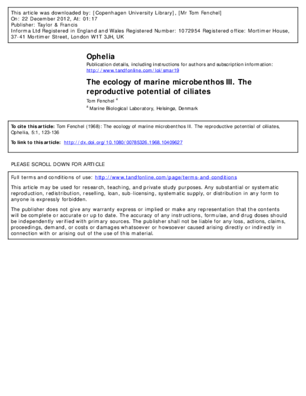 (PDF) The ecology of marine microbenthos III. The reproductive ...
