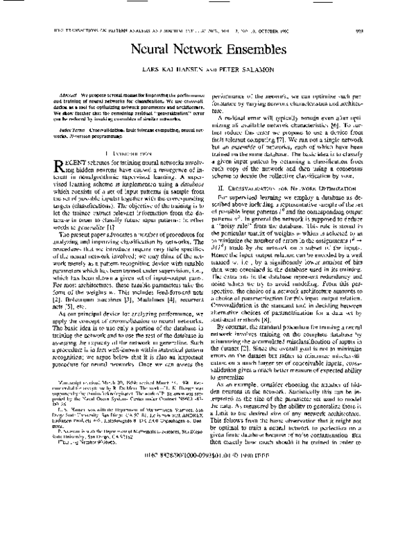 (PDF) Neural network ensembles