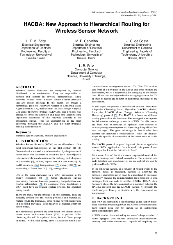 (PDF) HACBA: New Approach to Hierarchical Routing for Wireless Sensor Network