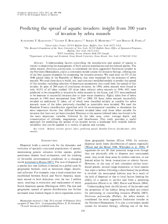 (PDF) Predicting the spread of aquatic invaders: insight from 200 years ...