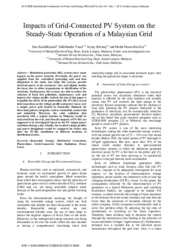 (PDF) Impacts of grid-connected PV system on the steady-state operation ...