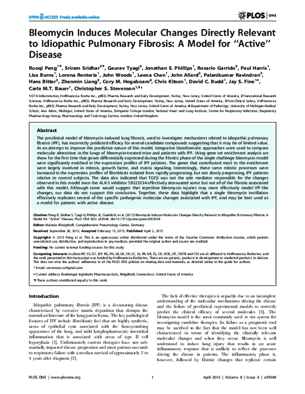 (PDF) Bleomycin Induces Molecular Changes Directly Relevant to ...