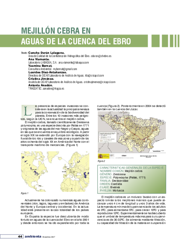 (PDF) Mejillón cebra en aguas de la cuenca del Ebro