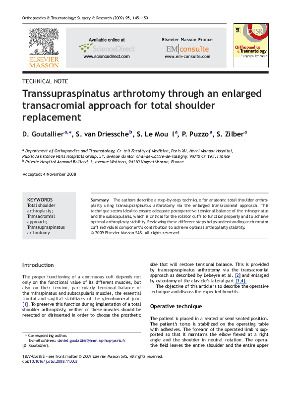 (PDF) Transsupraspinatus arthrotomy through an enlarged transacromial ...