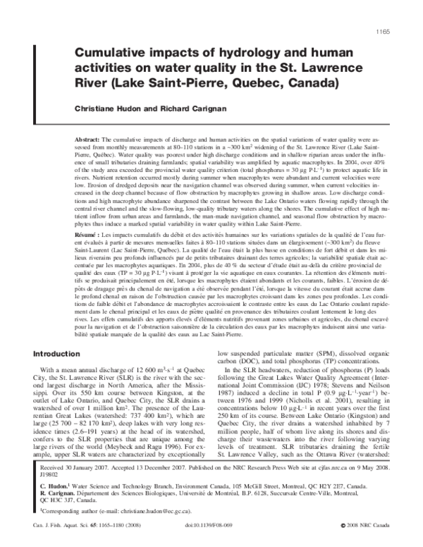 (PDF) Cumulative impacts of hydrology and human activities on water ...