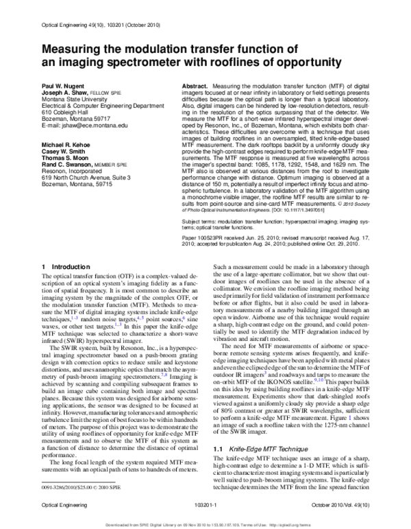 (PDF) Measuring the modulation transfer function of an imaging ...