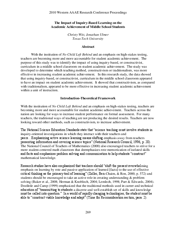 (PDF) The Impact of Inquiry-Based Learning on the Academic Achievement ...