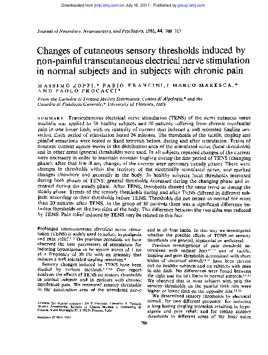 (PDF) Changes of cutaneous sensory thresholds induced by non-painful transcutaneous electrical ...
