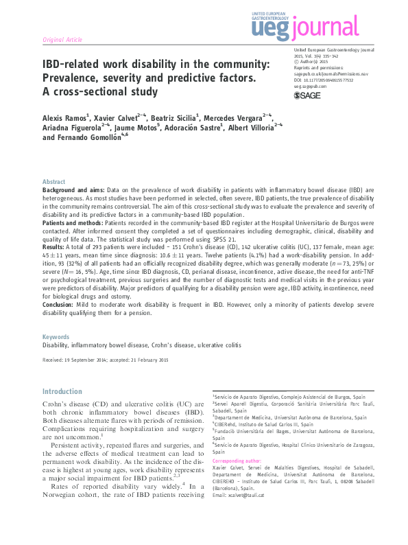 (PDF) IBD-related work disability in the community: Prevalence ...