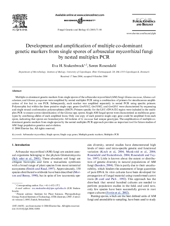(PDF) Development and amplification of multiple co-dominant genetic markers from single spores ...