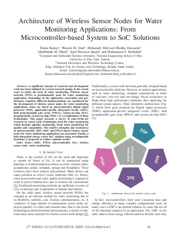 (PDF) Architecture of Wireless Sensor Nodes for Water Monitoring Applications: From ...