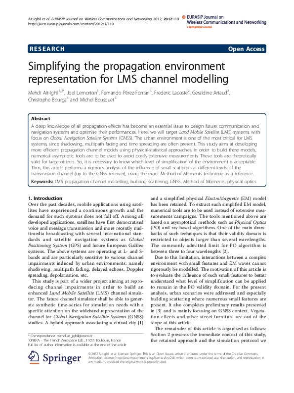 (PDF) Simplifying the propagation environment representation for LMS ...