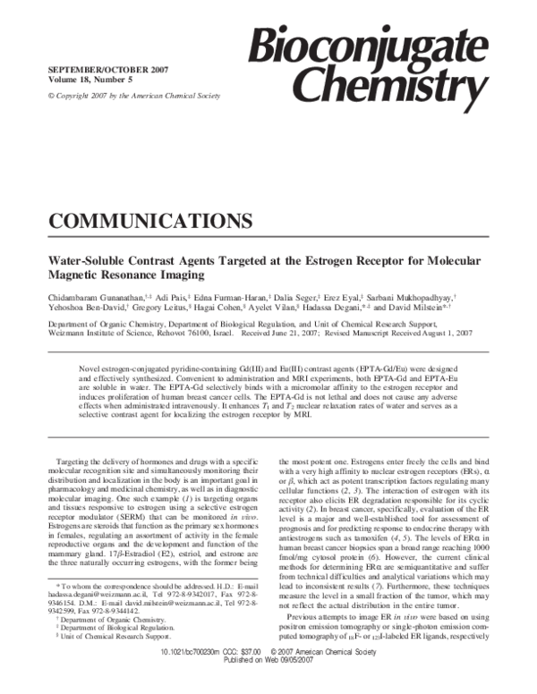 (PDF) Water-Soluble Contrast Agents Targeted at the Estrogen Receptor ...