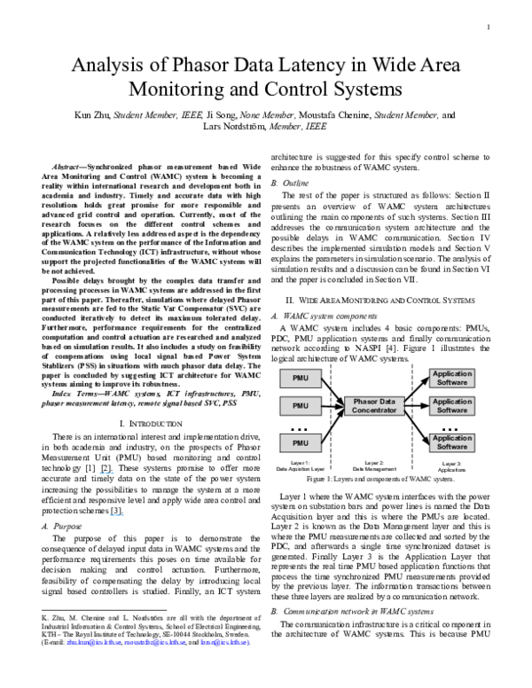 (PDF) Analysis of phasor data latency in wide area monitoring and control systems
