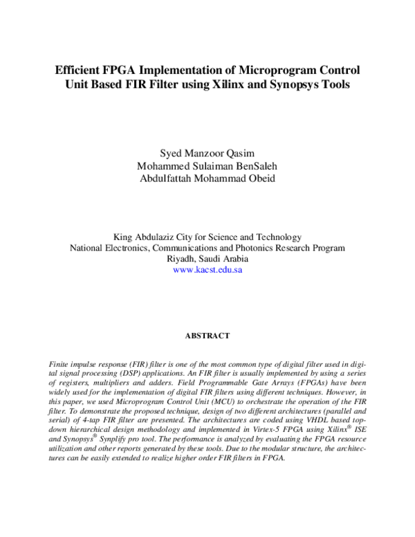 Pdf Efficient Fpga Implementation Of Microprogram Control Unit Based