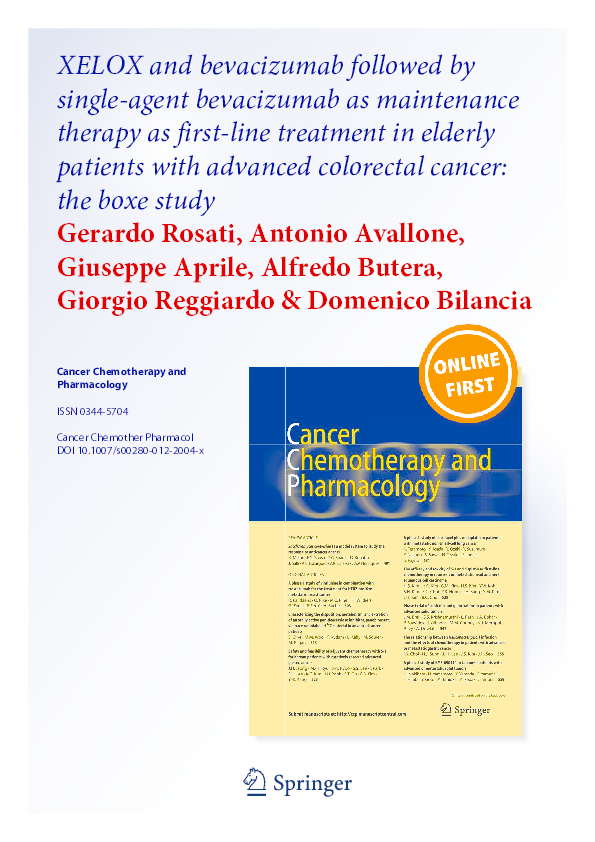 (PDF) XELOX and bevacizumab followed by single-agent bevacizumab as ...