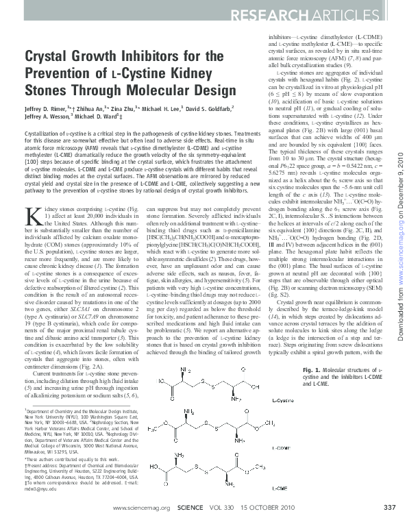 (PDF) Crystal Growth Inhibitors for the Prevention of L-Cystine Kidney ...
