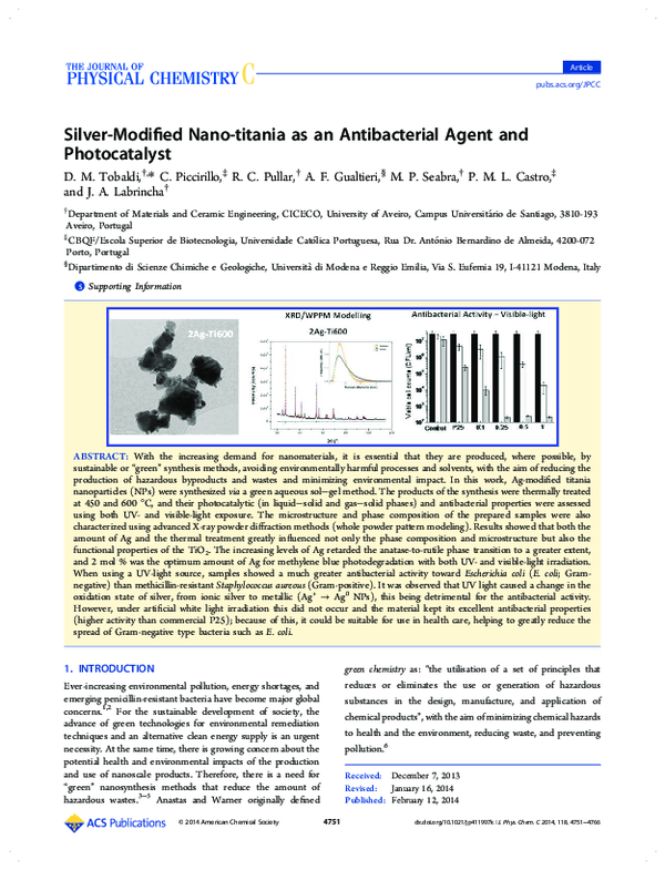 (PDF) Silver-Modified Nano-titania as an Antibacterial Agent and ...
