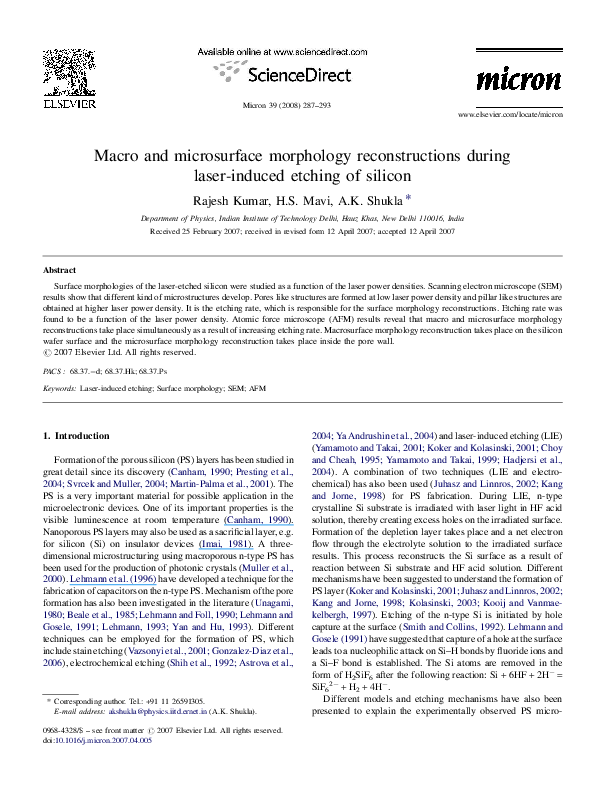 (PDF) Macro and microsurface morphology reconstructions during laser ...