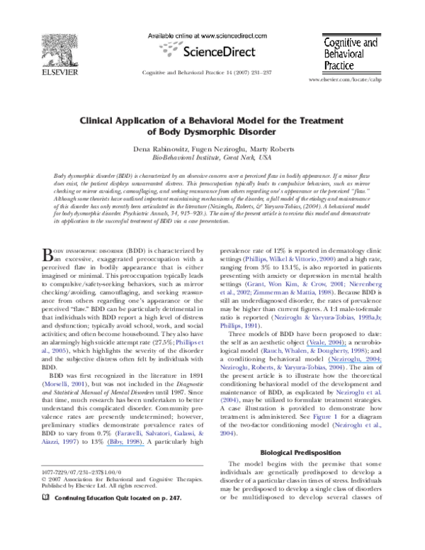 (PDF) Clinical Application of a Behavioral Model for the Treatment of ...