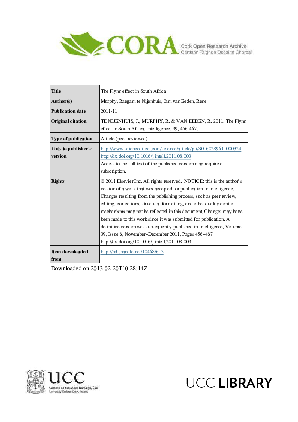 (PDF) The Flynn effect in South Africa