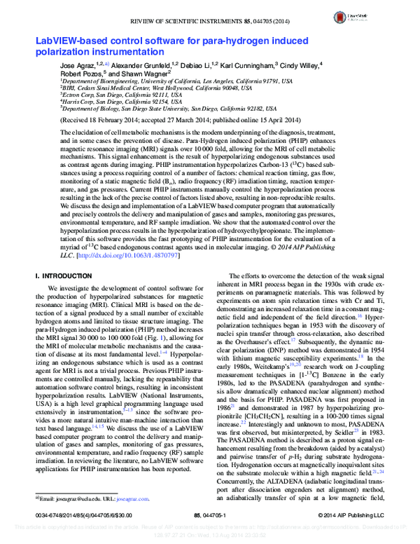 (PDF) LabVIEW-based control software for para-hydrogen induced ...
