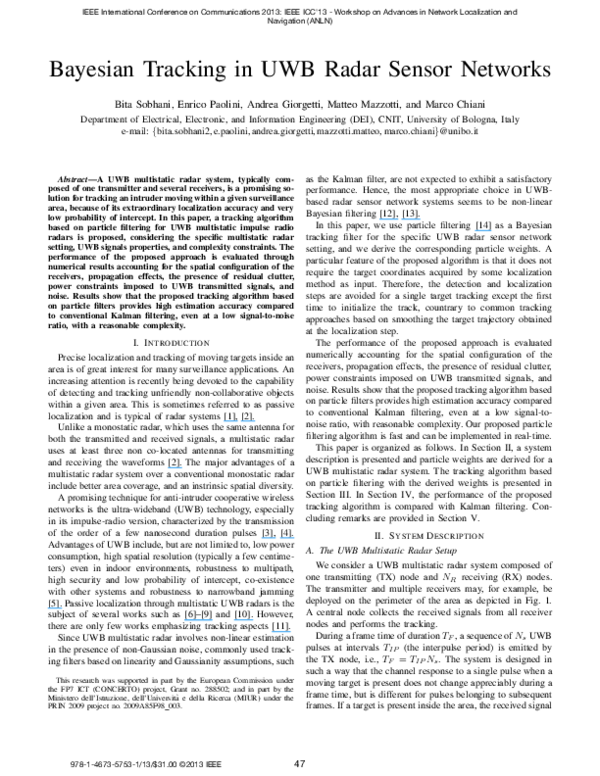 (PDF) Bayesian tracking in UWB radar sensor networks