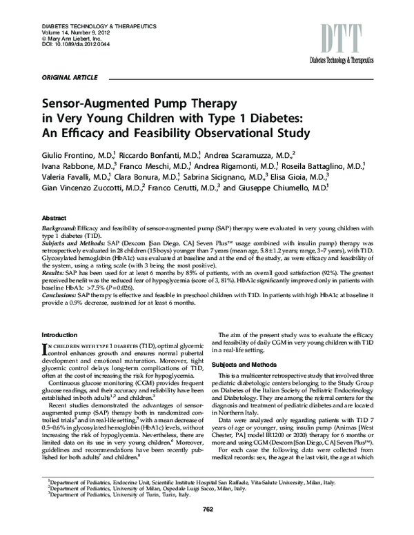 (PDF) Sensor-Augmented Pump Therapy in Very Young Children with Type 1 ...