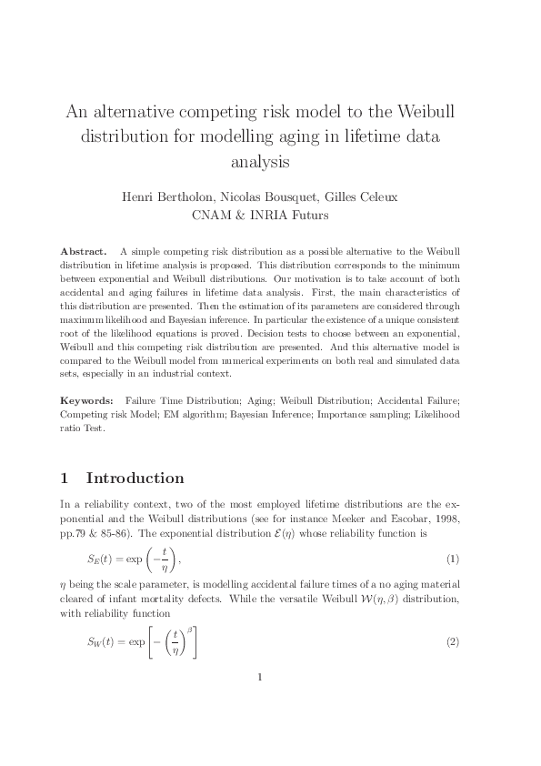 (PDF) An alternative competing risk model to the Weibull distribution ...