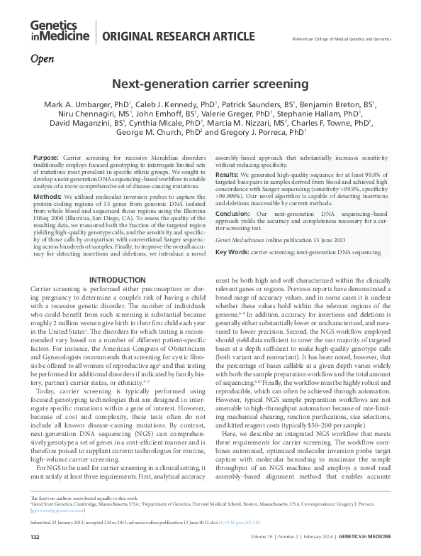 (PDF) Next-generation carrier screening