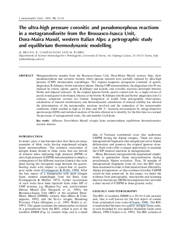 (PDF) The ultra-high pressure coronitic and pseudomorphous reactions in ...