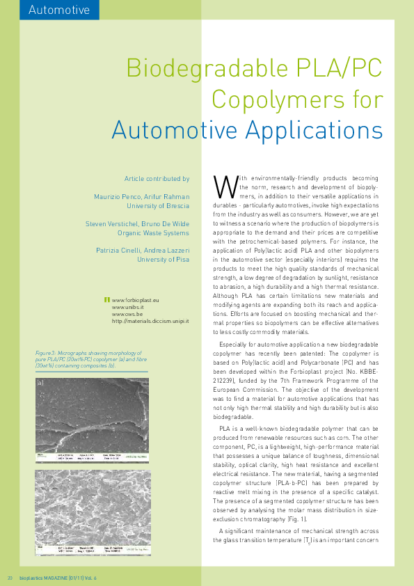 (PDF) Biodegradable PLA/PC Copolymers for Automotive Applications