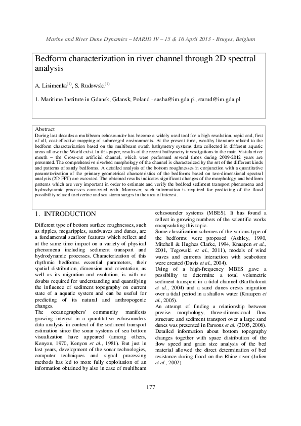 (PDF) Bedform characterization in river channel through 2D spectral ...
