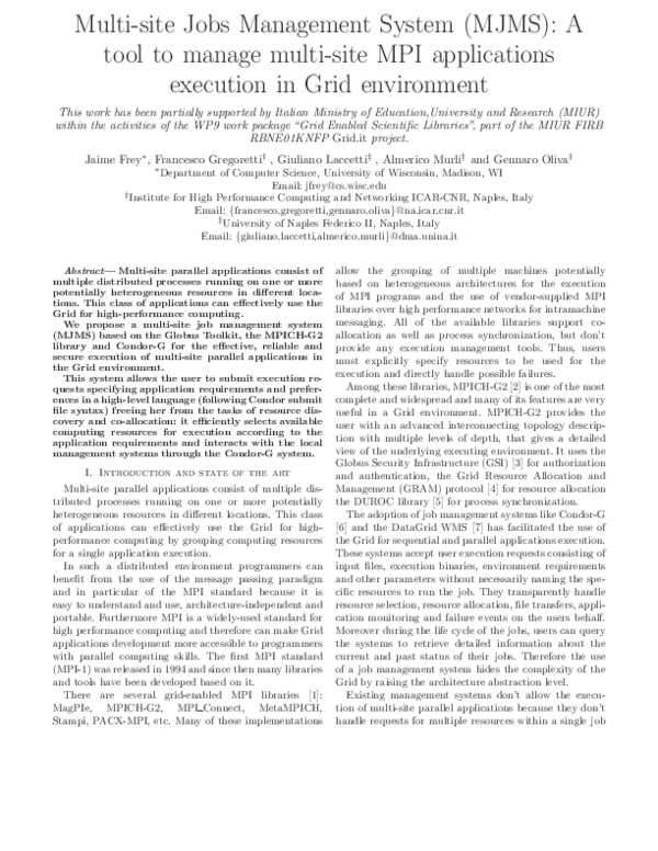 (PDF) Multi-site jobs management system (MJMS): A tool to manage multi-site MPI applications ...