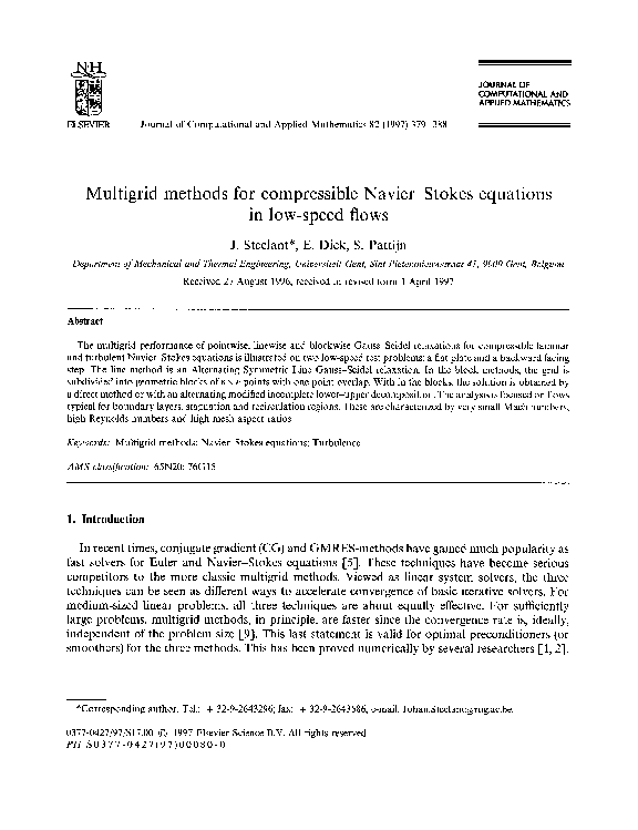 (PDF) Multigrid Methods for Low-Speed Navier-Stokes